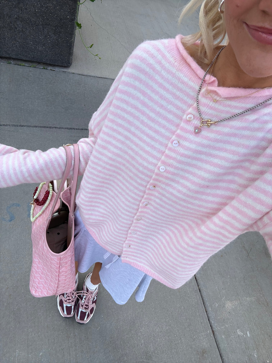 Coco Cutie Cardigan // Pink Stripe *PREORDER* – Coco McCall Shop
