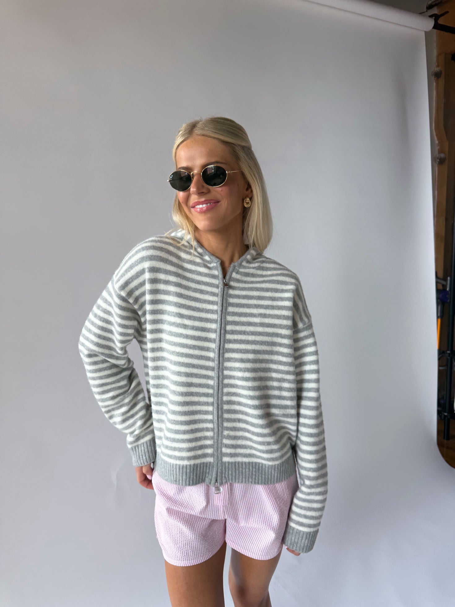 Club Cutie Zip-Up // Grey Stripe *RESTOCKED* – Coco McCall Shop
