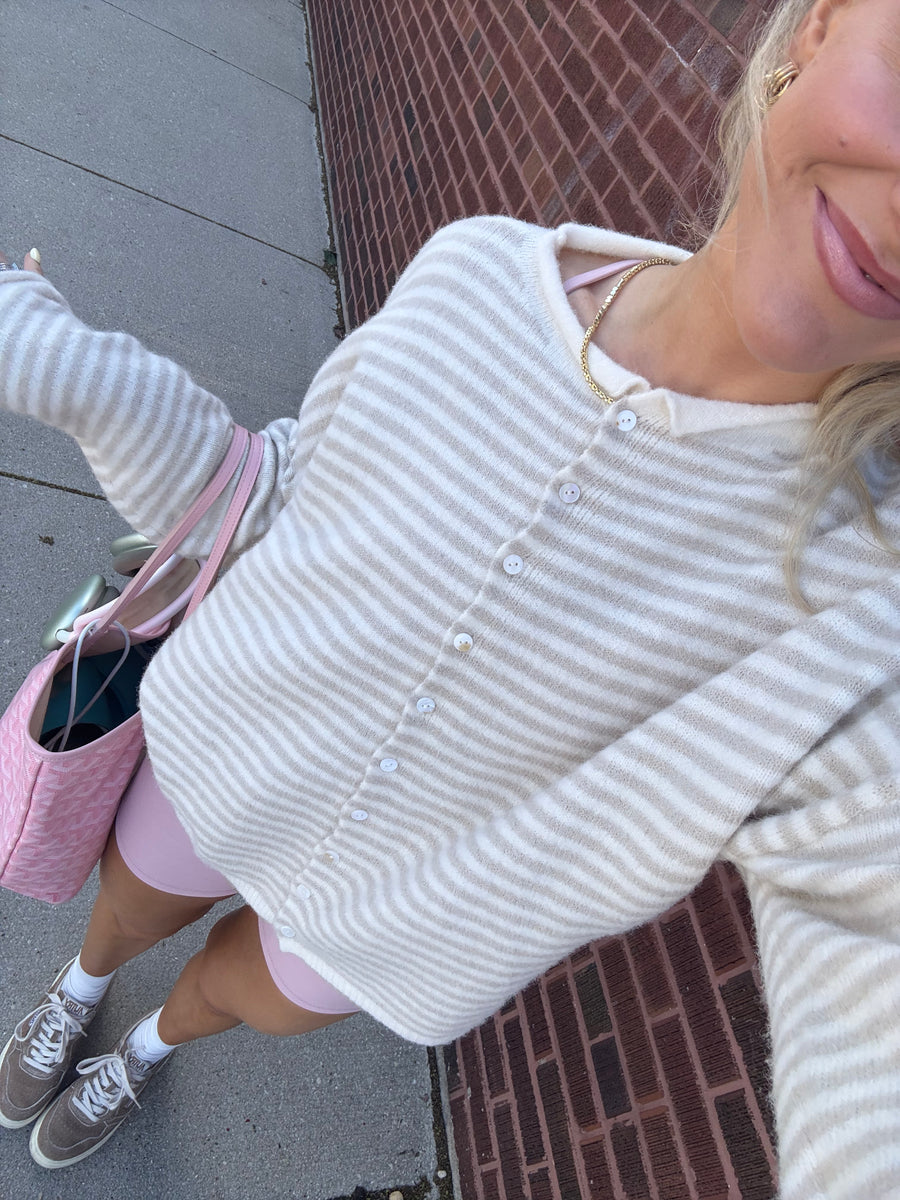 Coco Cutie Cardigan // Cream Stripe *RESTOCKED* – Coco McCall Shop