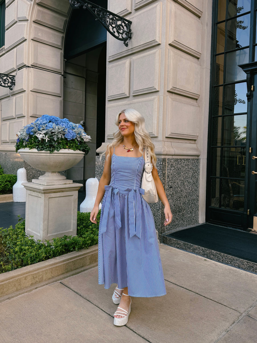 Hamptons House Midi Dress// Blue – Coco McCall Shop