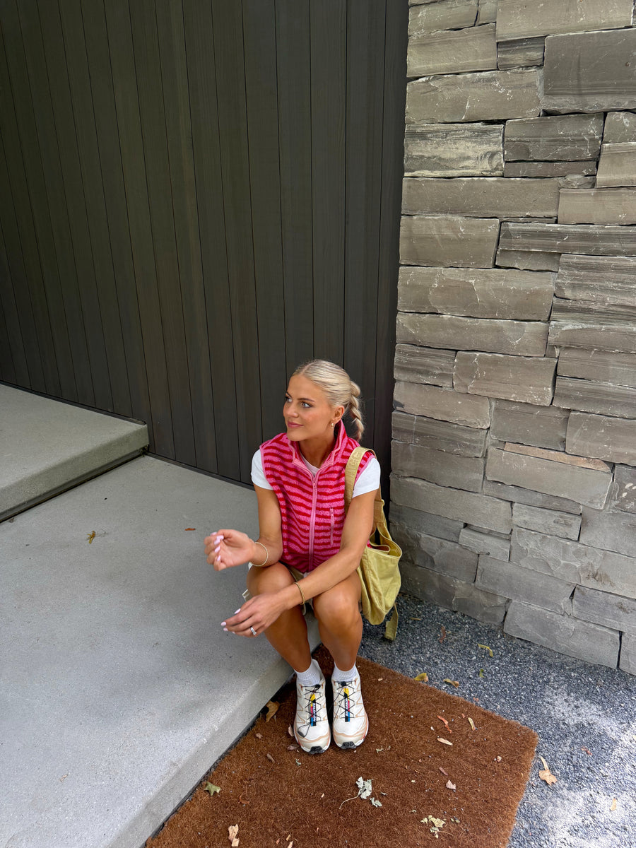 Camp Cutie Fleece Vest // Pink + Red – Coco McCall Shop