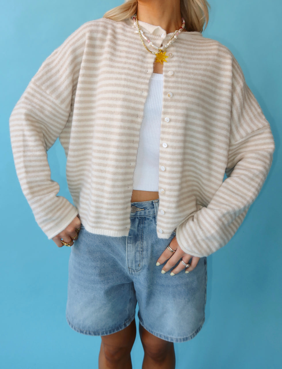 Coco Cutie Cardigan // Cream Stripe *RESTOCKED* – Coco McCall Shop