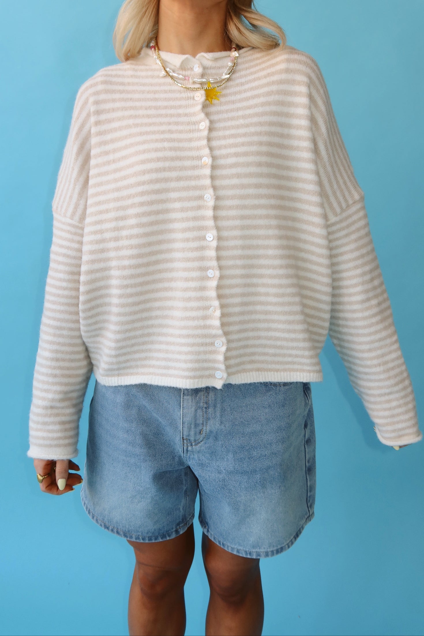 Coco Cutie Cardigan // Cream Stripe *PREORDER* – Coco McCall Shop