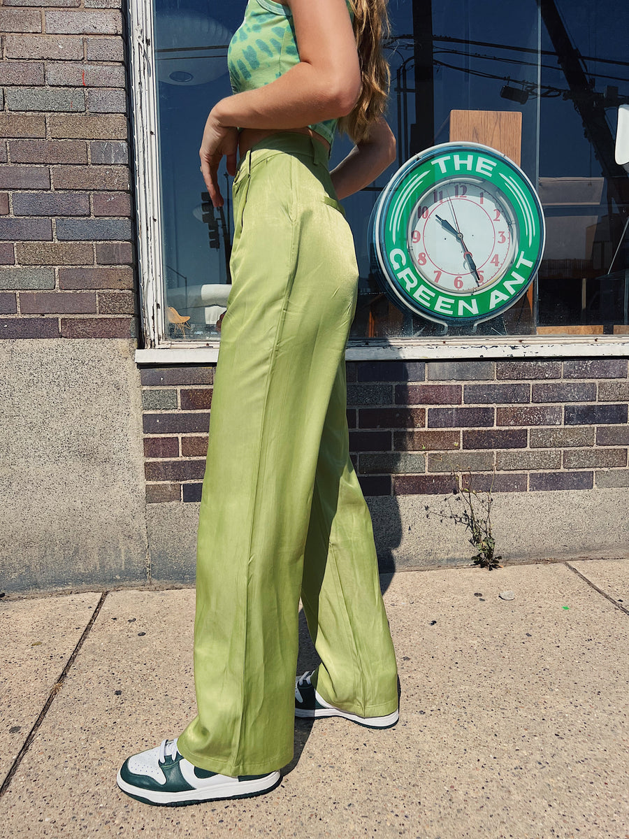 Stay Bold Satin Pants// Green – Coco McCall Shop
